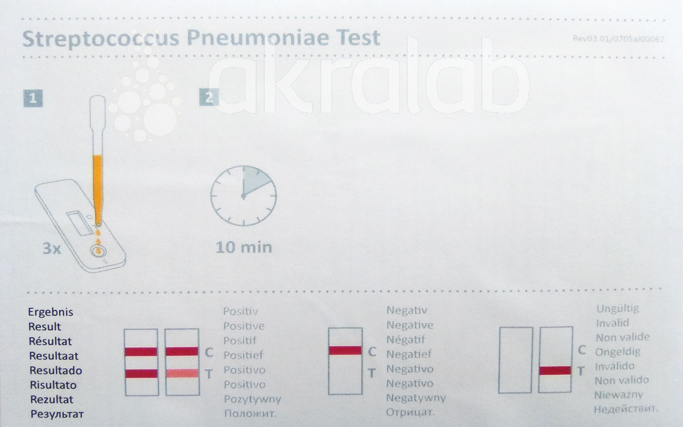 Test Estreptococo pneumoniae en orina, formato tira reativa | Akralab